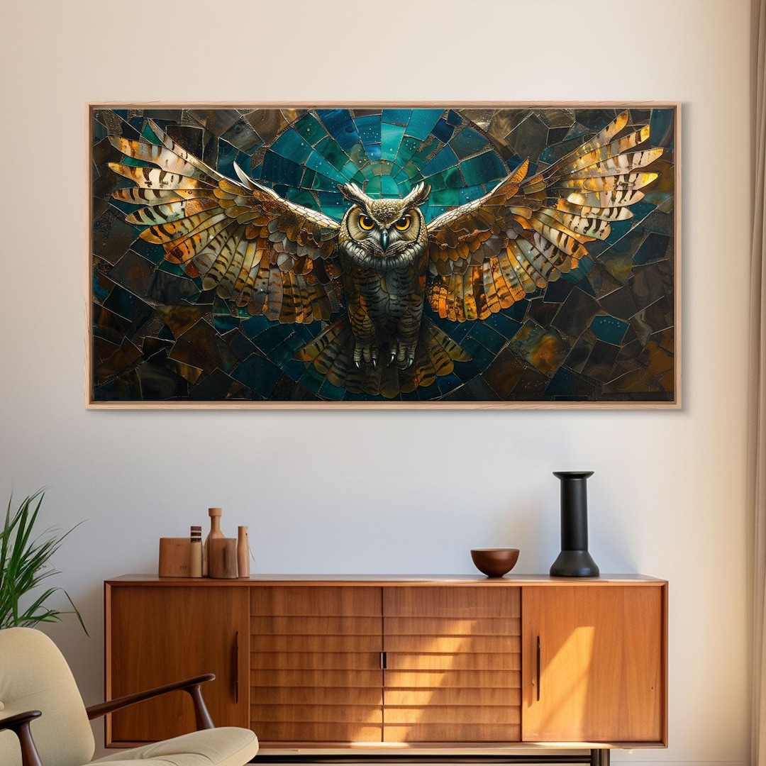 Owl in Flight, Woodland Creatures Wall Art, Framed Canvas Print, Owl ...