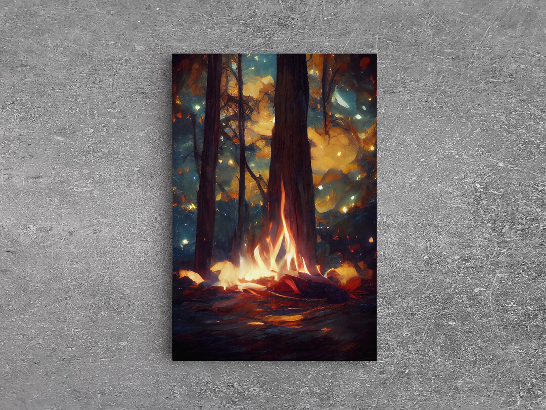 Abstract Campfire Art, Framed Canvas Print, Ready to Hang Framed Wall ...