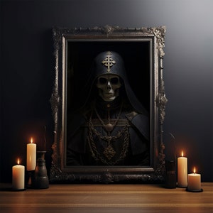 The Preacher, Gothic Skeleton Priest, Spooky Halloween Wall Art, Canvas ...