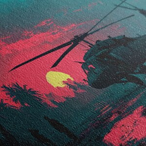 Blackhawk Helicopter Synthwave Sunset - Framed Canvas Print - Operator ...