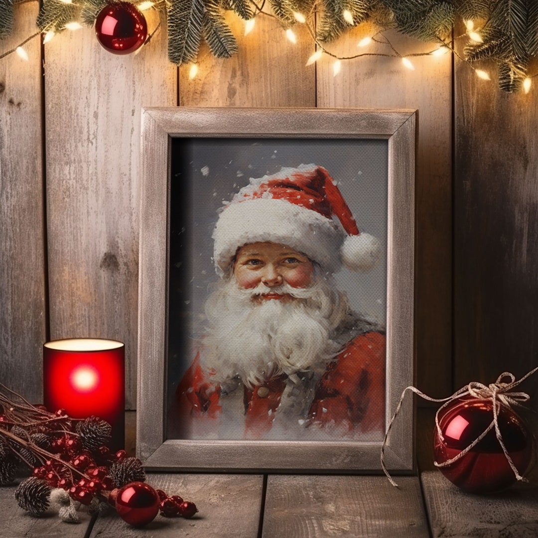 Santa Painting, Santa Print, Framed Canvas Print, Christmas Decor ...