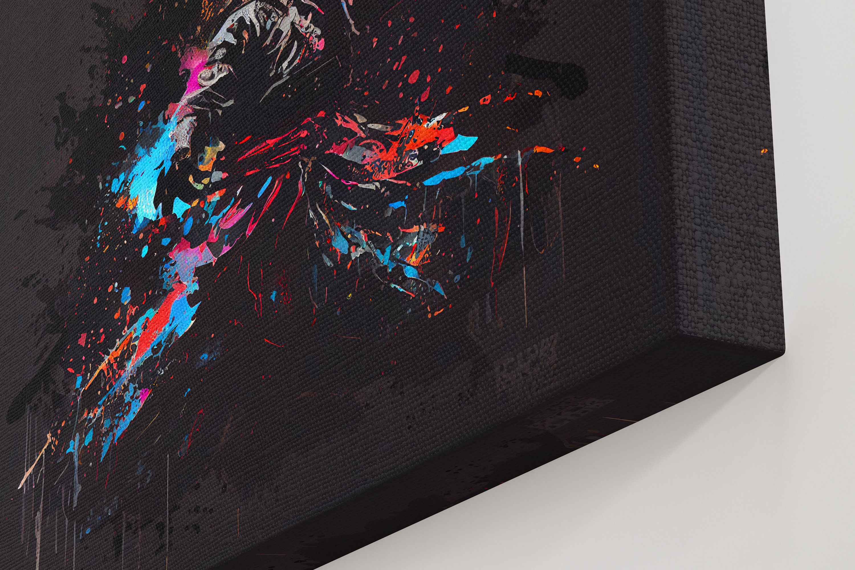 Neon Graffiti Samurai Splatter Art Framed Canvas Print - Etsy