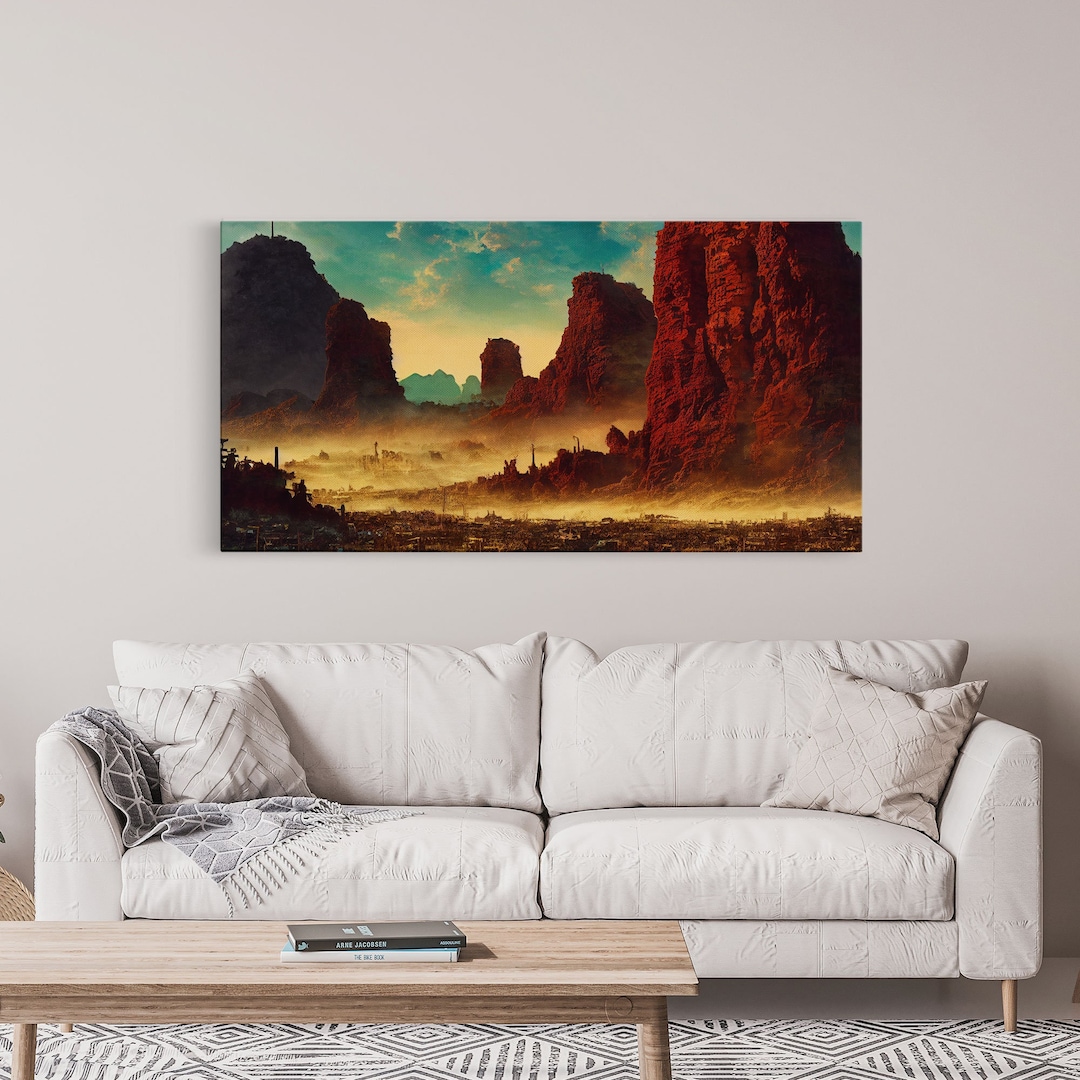Post Apocalyptic Desert Hellscape, Ready to Hang Canvas Print Wall Art ...