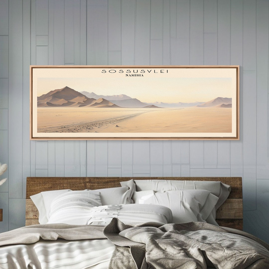 Sossusvlei Namibia Art | Framed Canvas Print Travel Poster | Panoramic ...