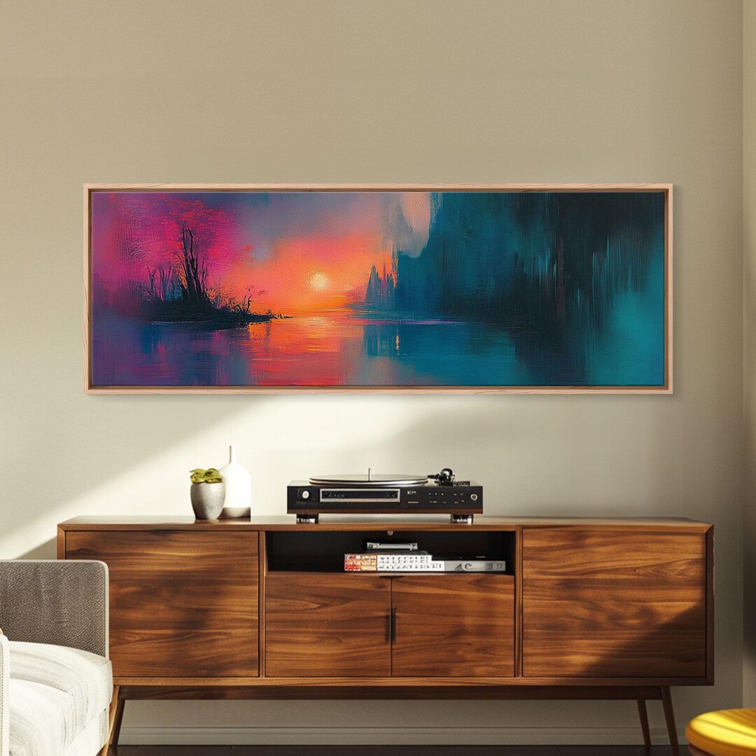 Sunset in the Swamp, Moody Decor, Framed Canvas Print, Subdued Wall Art ...