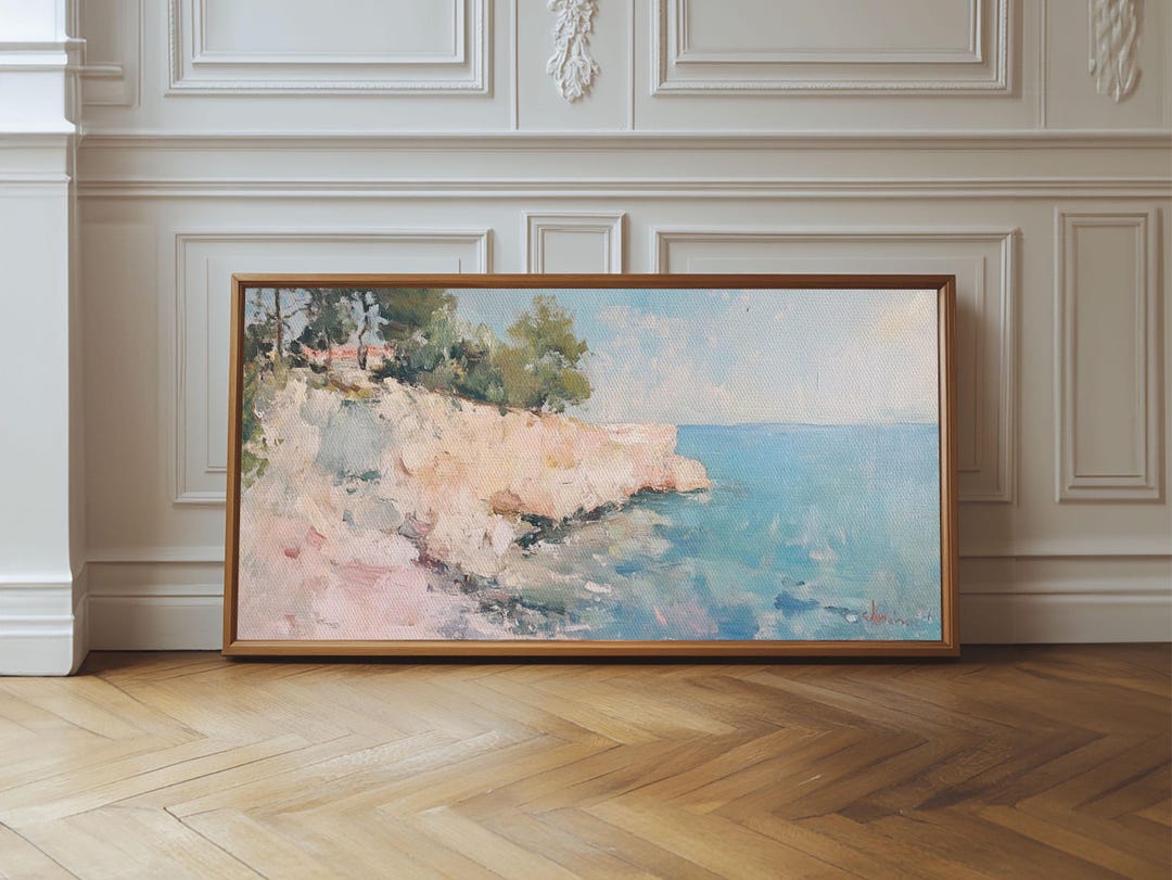 Cliffs of Moher Oil Painting Print, Boho Whimsical Nautical Landscape ...