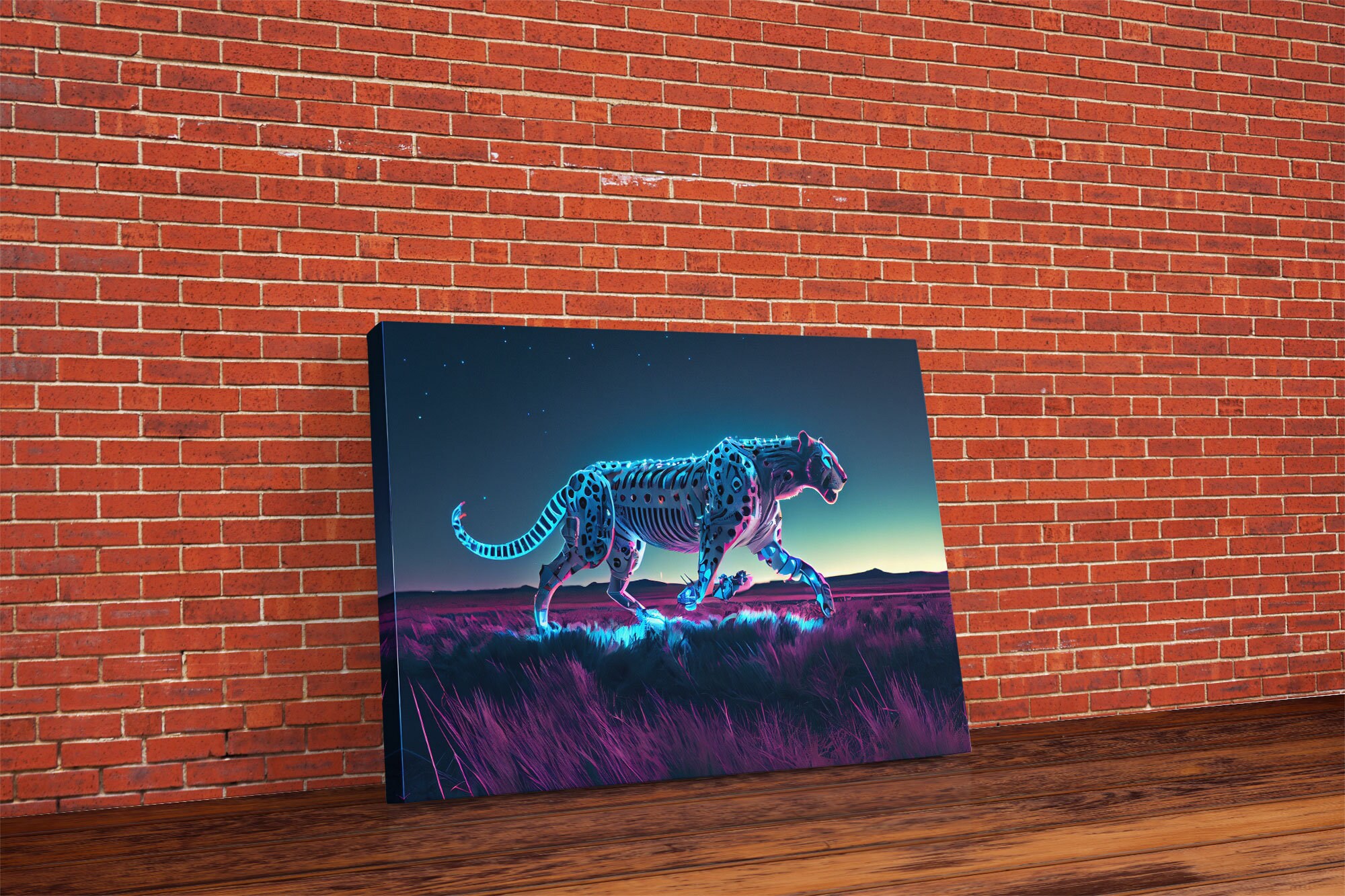 Robot Cheetah Synthwave Cyberpunk Art Robot Cheetah Framed - Etsy