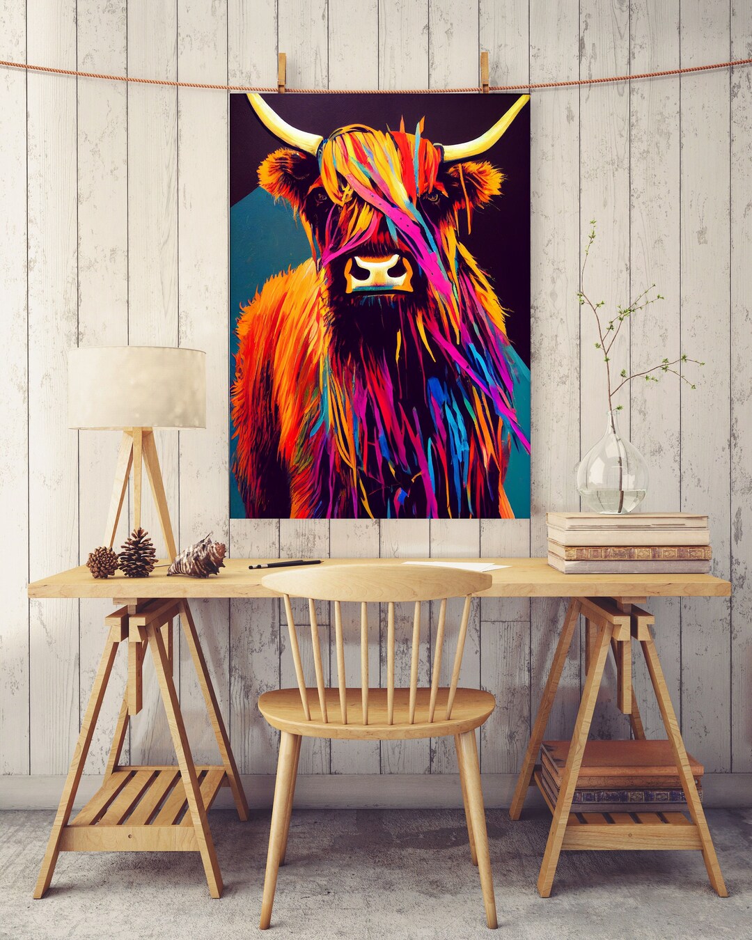 Highland Cow Scotland Cattle Rainbow Farmhouse Decor Fine - Etsy