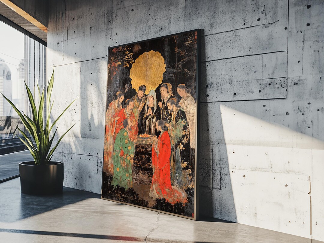 Adoration of the Magi Epiphany Framed Canvas Print - Elegant Nihonga ...