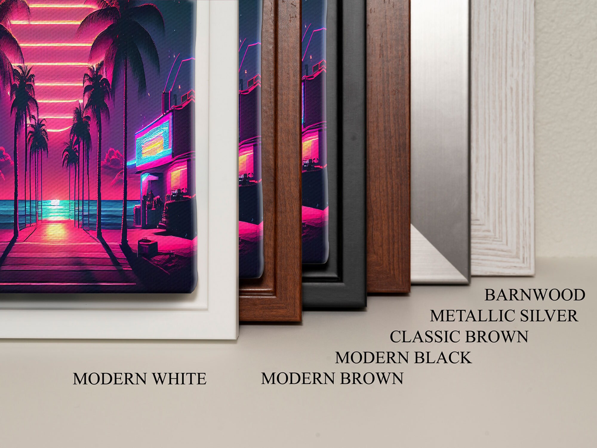 The Neon Boardwalk Florida Synthwave Sunset Framed Canvas - Etsy