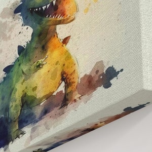 Cute Dinosaur Wall Art, Watercolor T-rex, Cartoon T-rex Art, Framed ...