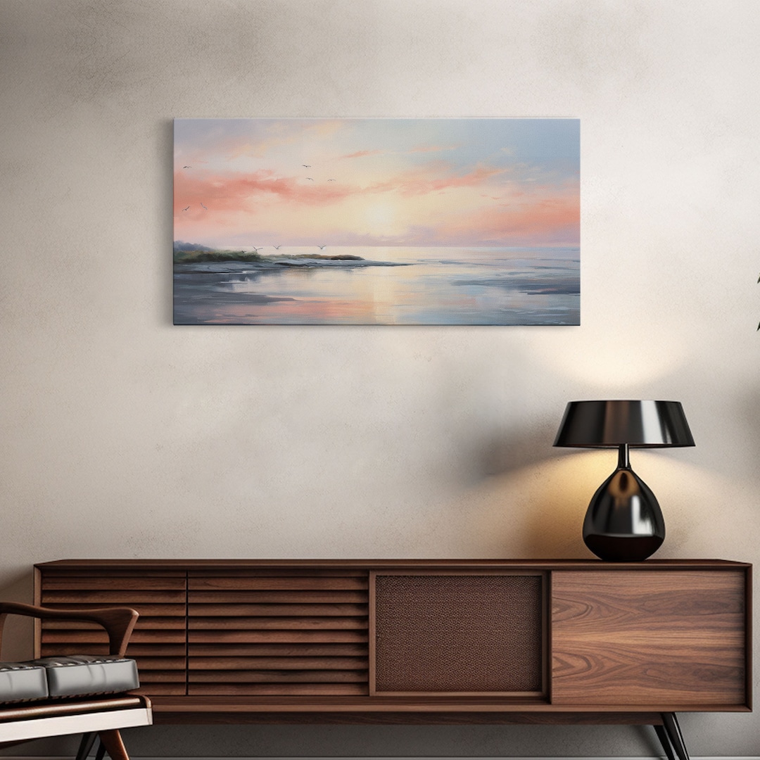 Ocean Beach Canvas Print Sea Landscape, Nautical Photo Painting, Framed ...