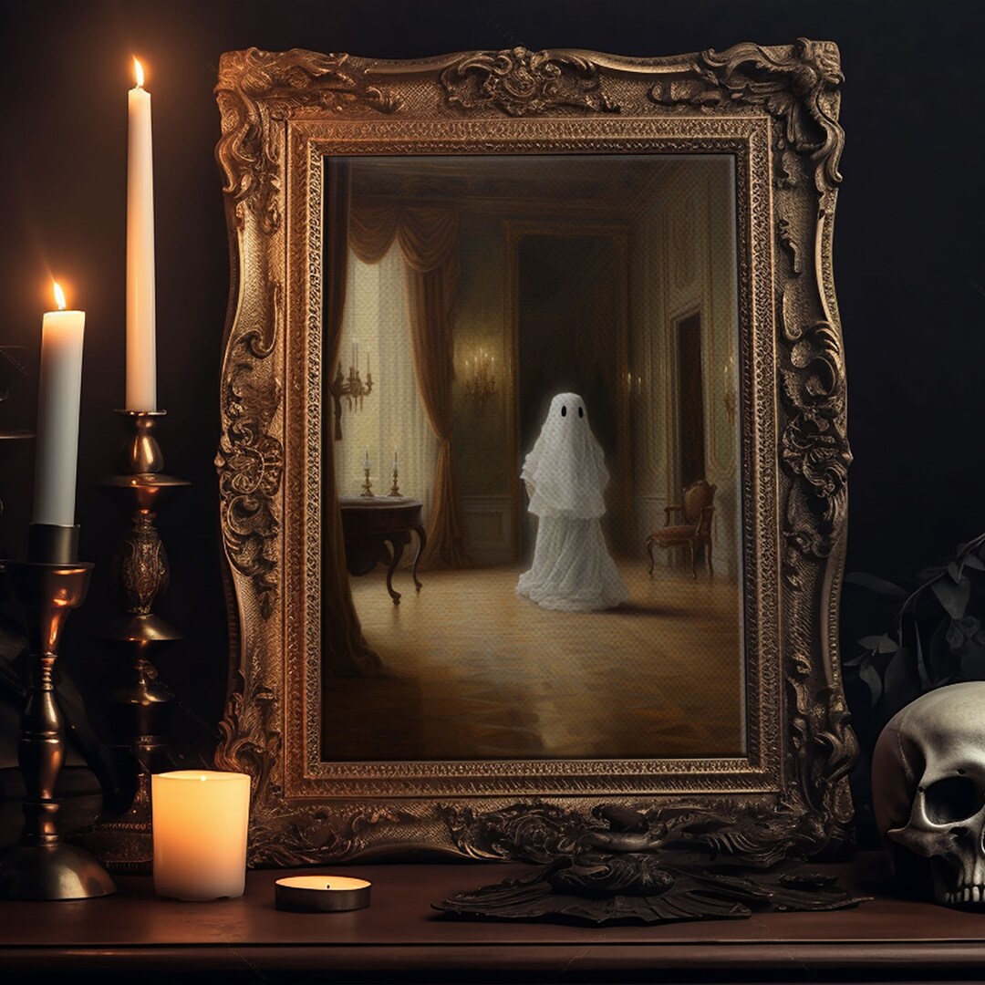 Victorian Ghost Halloween Decor, Digital Art Canvas Print, Canvas Print ...