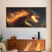 Fire Breathing Horned Dragon, Framed Canvas Print, Colorful Fantasy ...