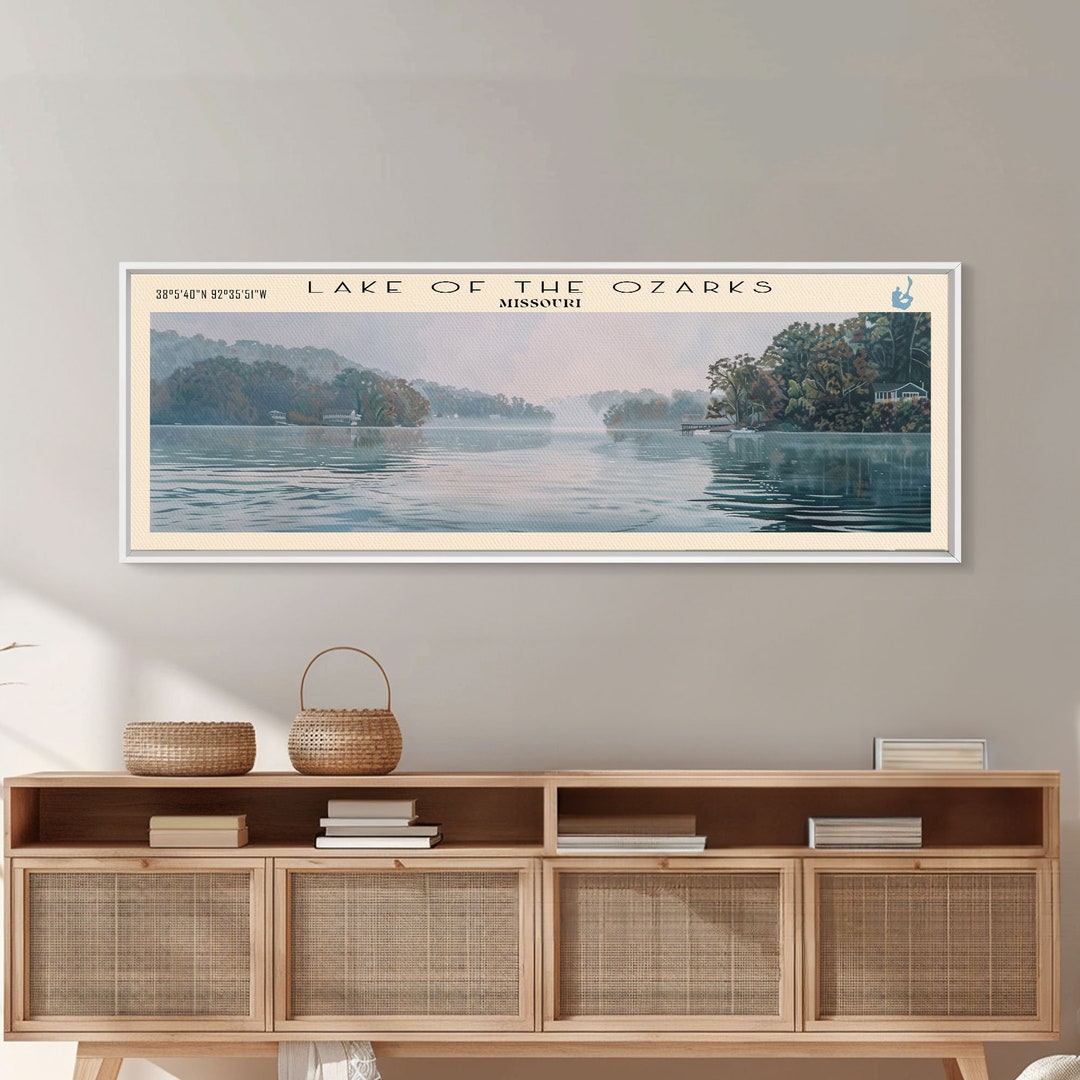Lake of the Ozarks Missouri Framed Canvas Print, Lake House Decor ...
