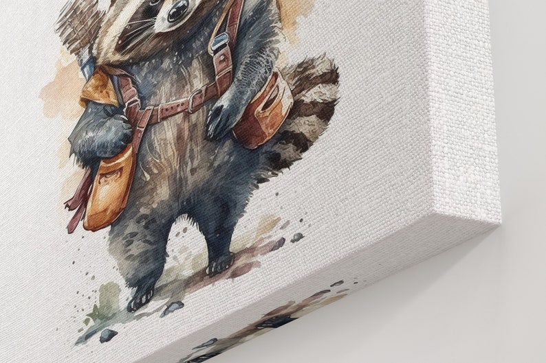 Cute Cartoon Racoon Trash Panda Art Framed Canvas Print - Etsy