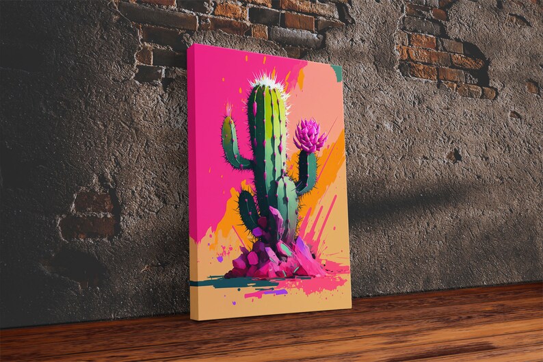 Pop Art Mexico Cactus Art Synthwave Pink Art Framed Canvas - Etsy