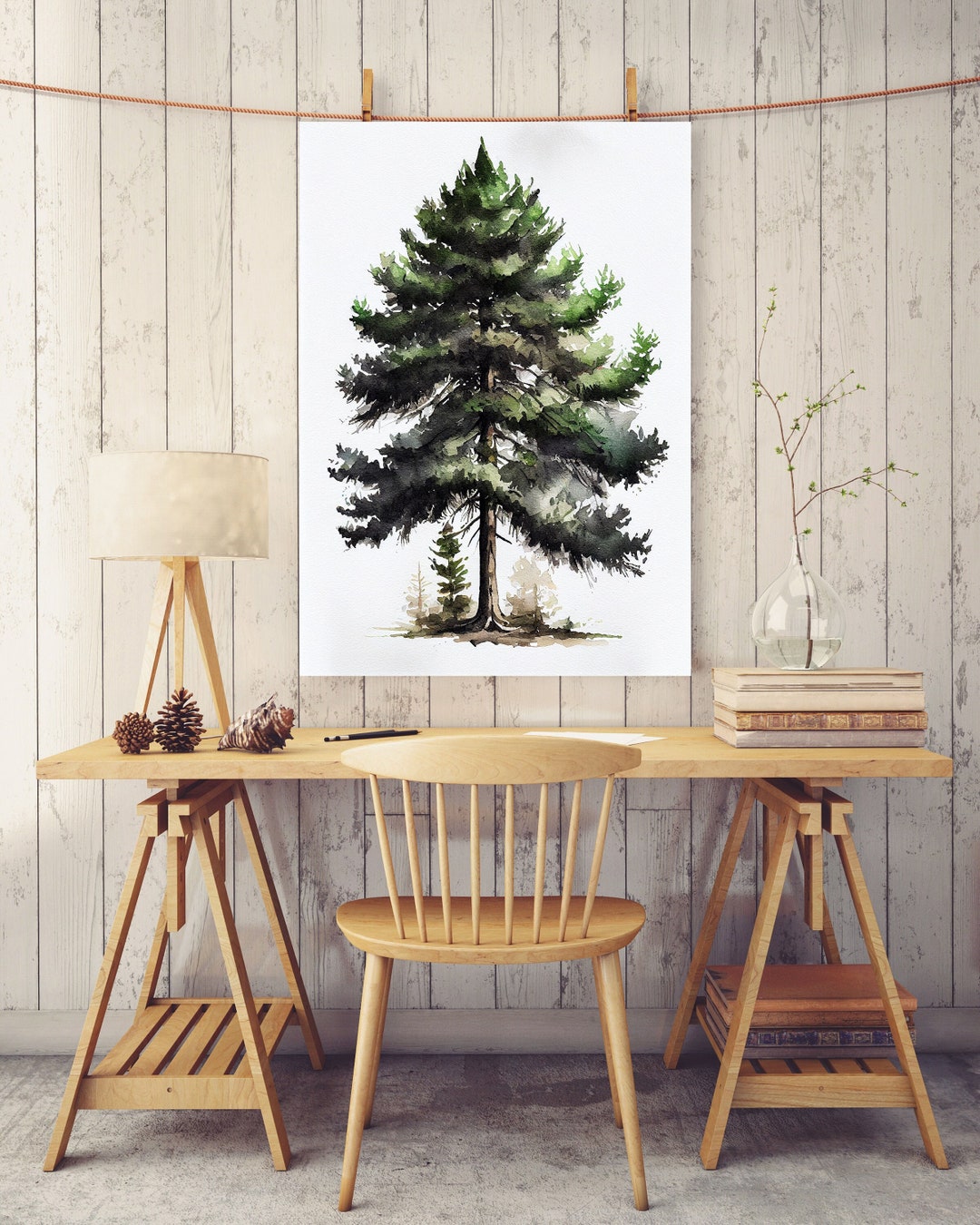 Pine Trees Print, Watercolor Trees, Watercolor Print, Mountain Art ...