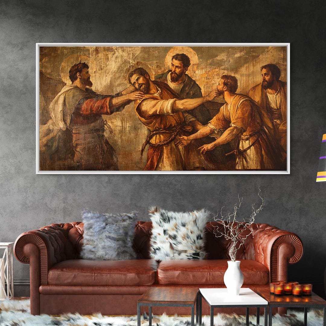 Saint Stephens Day Martyrdom of Stephen Renaissance Style Framed Canvas ...