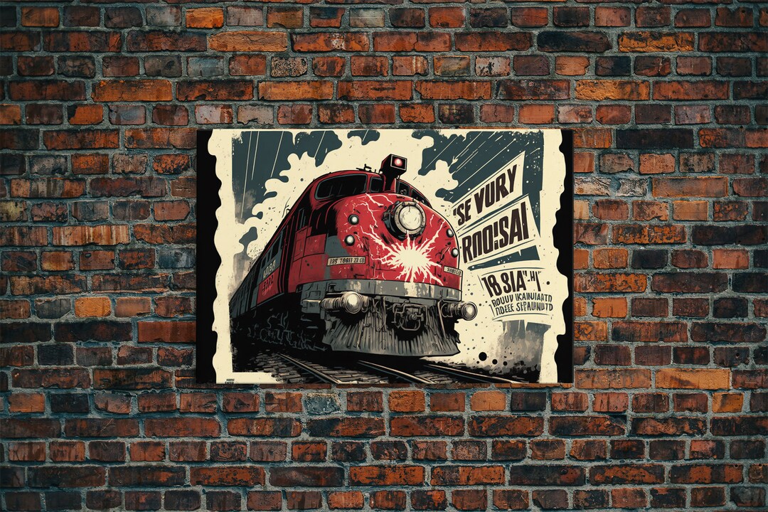 Fictional Soviet Propaganda Train Poster, Framed Canvas Print, Large ...