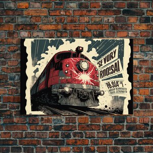 Fictional Soviet Propaganda Train Poster, Framed Canvas Print, Large ...