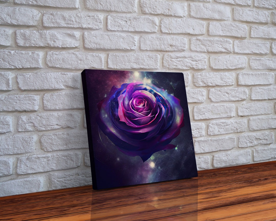 Space Rose Flower Galaxy Cool Space Art Framed Canvas - Etsy