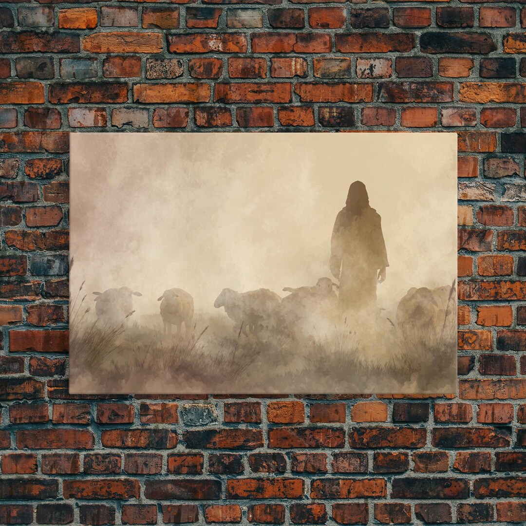 Misty Shepherd - Framed Canvas Print - Christian Wall Art - Jesus ...