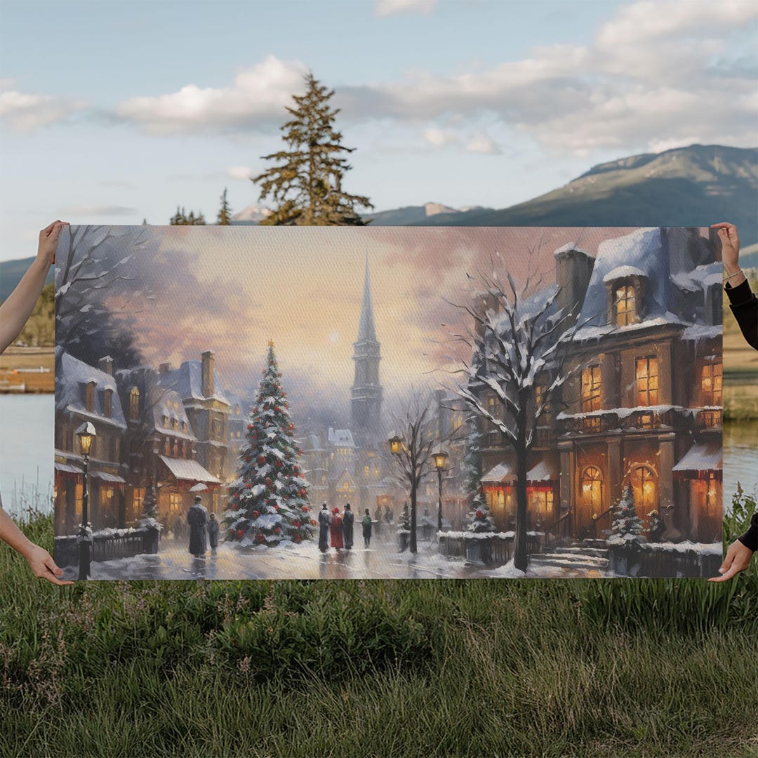 Christmas Village Winter Wonderland Canvas Print, Framed Wall Art ...