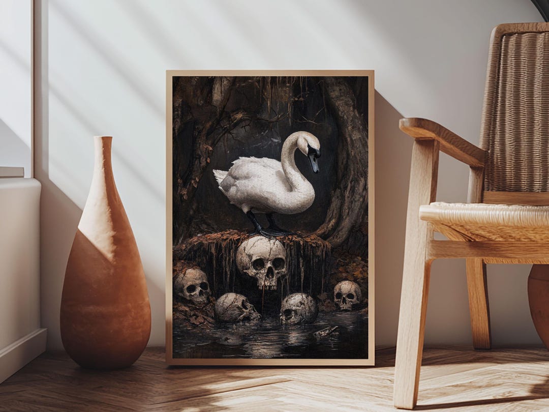 The Black Swan, Gothic Dark Macabre Wall Art, Dark Swan Decor ...