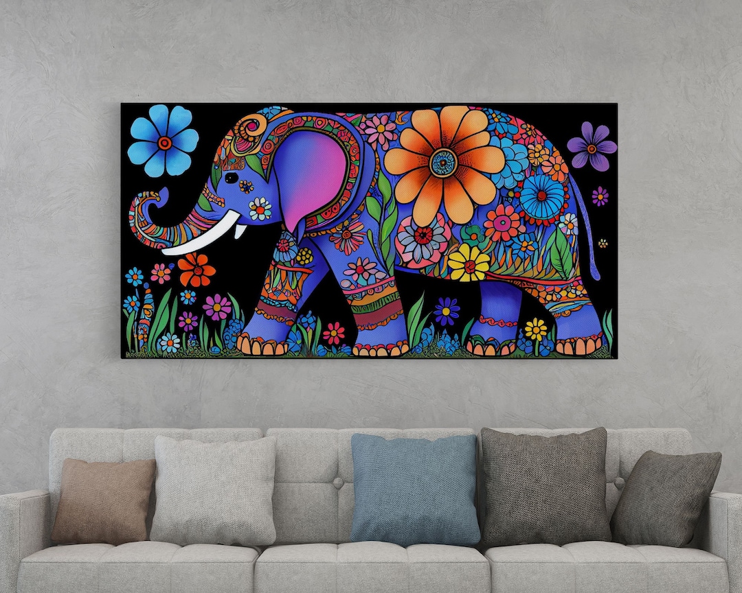 Elephant Art Wall Art Framed Canvas Print Canvas Art - Etsy