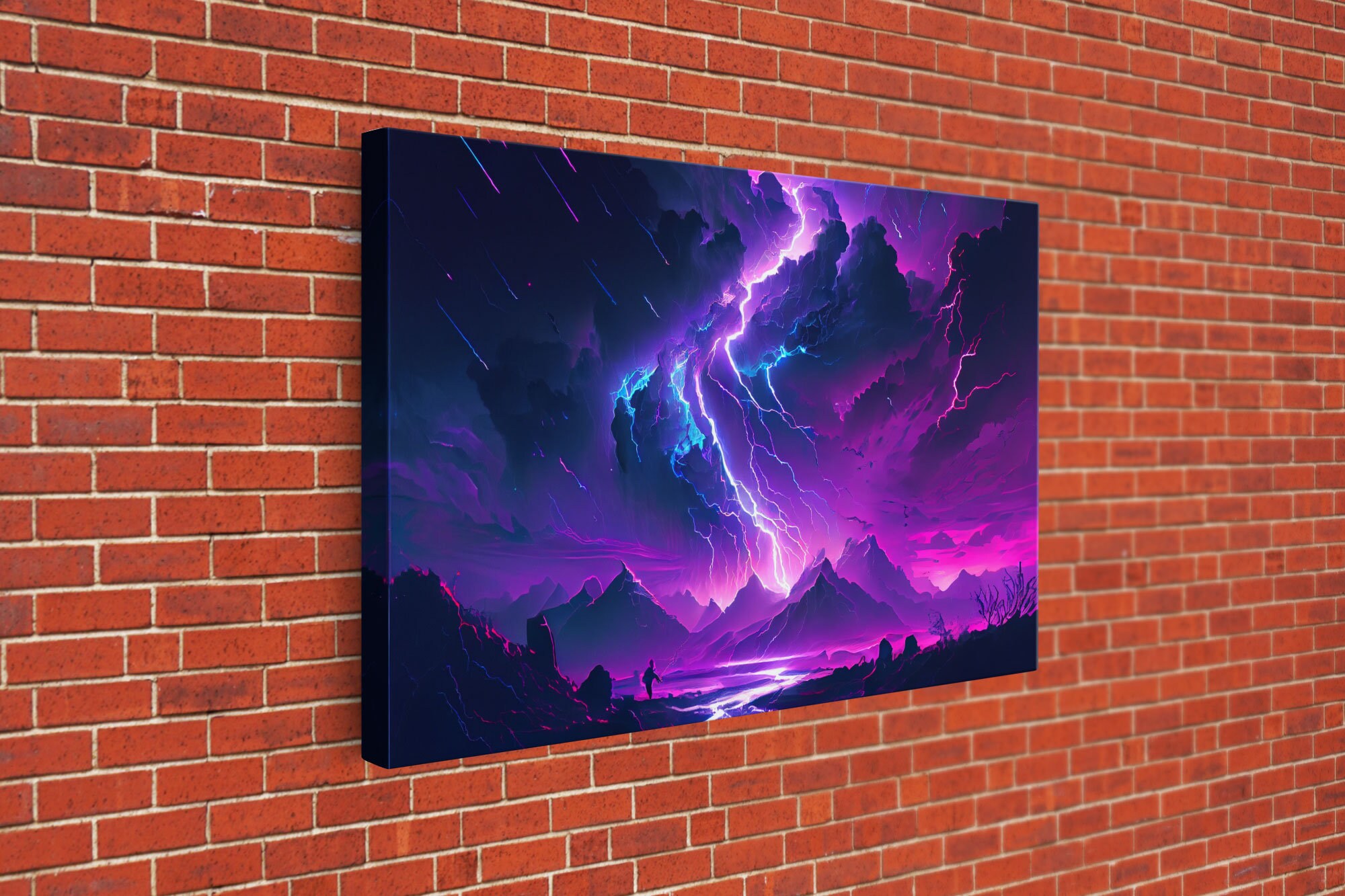 The Lightning Storm Framed Canvas Print Synthwave Style - Etsy