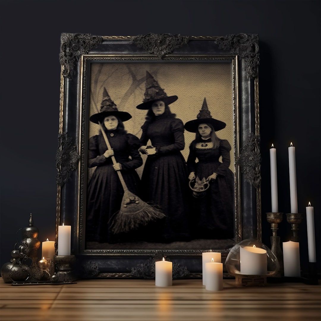 Victorian Witches, Vintage Tintype Style Photograph, Framed Canvas ...