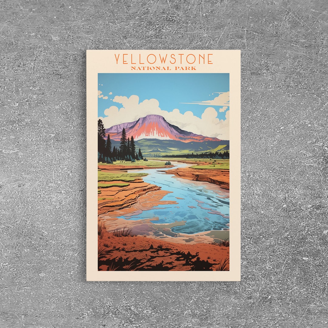 Yellowstone National Park, Wyoming Travel Art, National Park Print ...