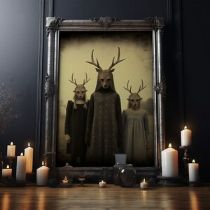 The Cult of the Deer, Creepy Halloween Wall Art, Framed Canvas Print ...