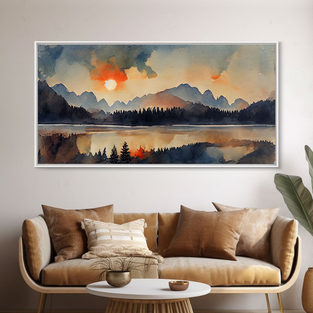 Watercolor Forest Fire, Canvas Print, Landscape Art, Cool Living Room ...