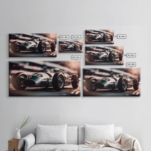 Vintage Race Car Art, Racing Art, Framed Canvas Print, Old Style F1 - Etsy