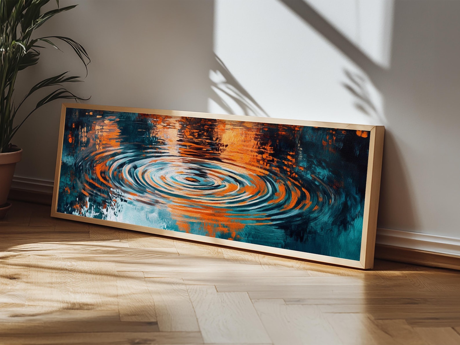 Ripple Effect Painting Abstract Water Reflection Wall Art Tranquil Zen ...