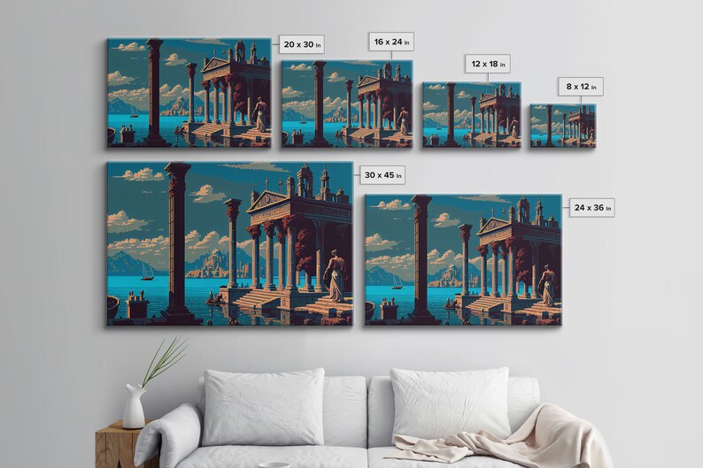 Ancient Roman Architecture 8 Bit Pixel Art Framed Canvas - Etsy