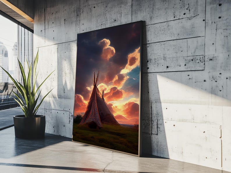 Native American Tipi Wall Art, Canvas Print, Early American Style Wall ...