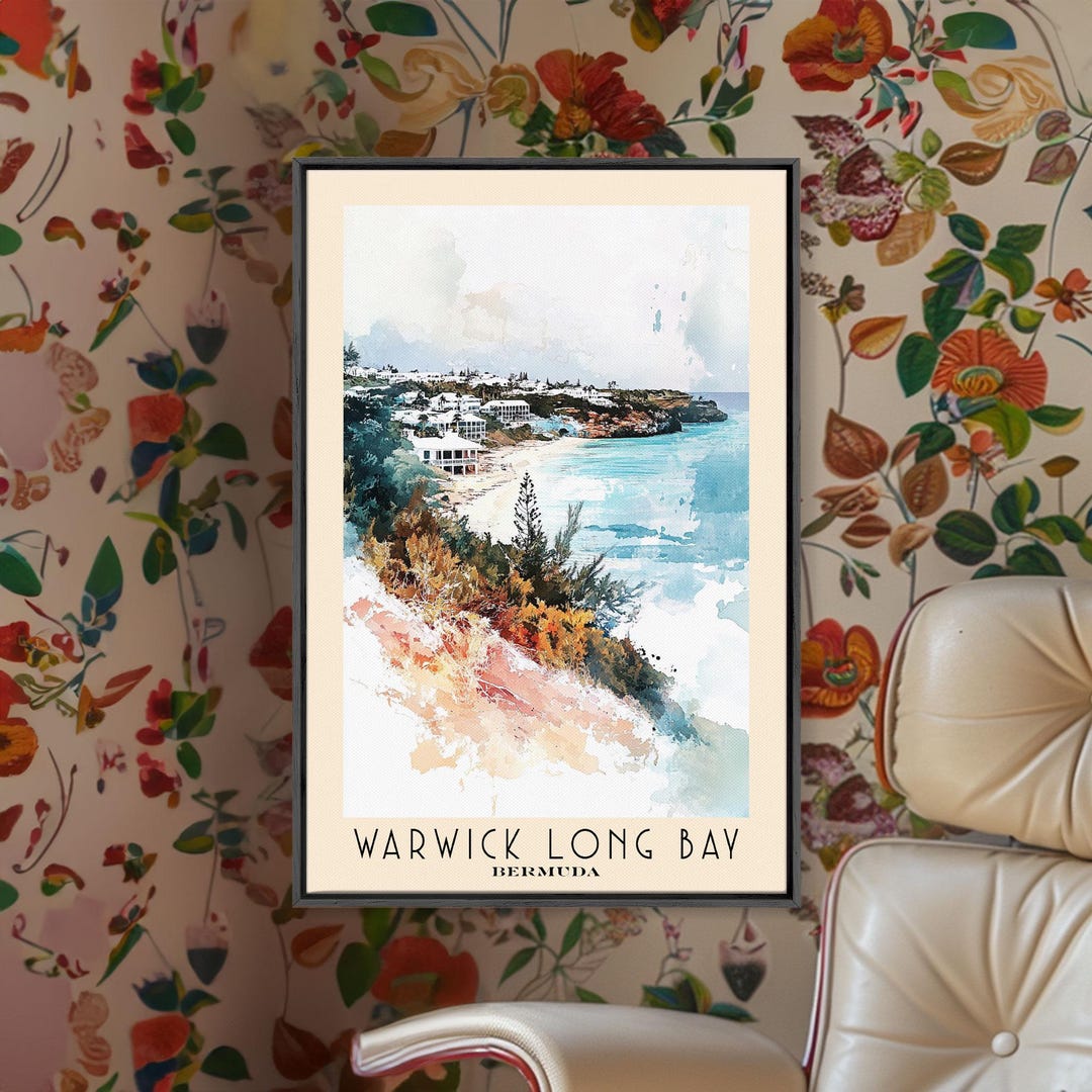 Warwick Long Bay, Bermuda Watercolor Beach Print, Vacation Gift ...