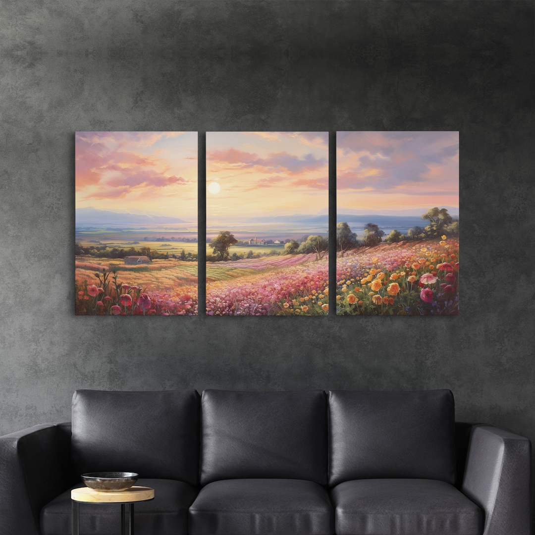 French Countryside Art, 3 Panel Art, Framed Canvas Prints, Extra Large ...