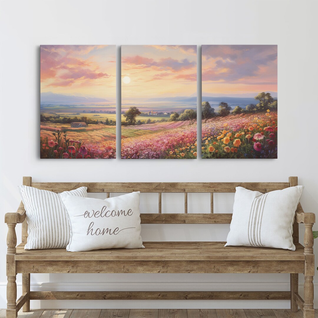 French Countryside Art, 3 Panel Art, Framed Canvas Prints, Extra Large ...