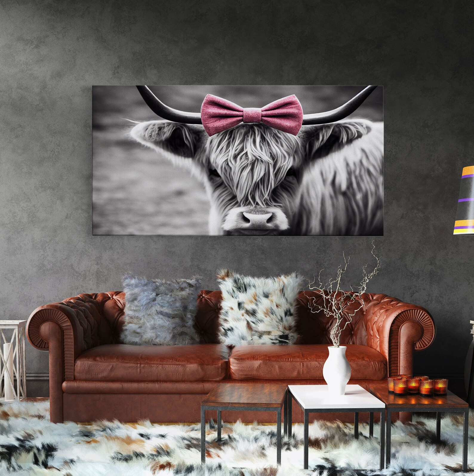 Highland Cattle Canvas Wall Art Farmhouse Decor Cute Cow - Etsy