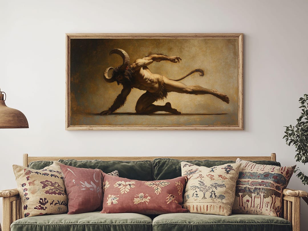 Canvas Print of Satyr, Victorian Gothic Wall Art, Satyr Painting ...
