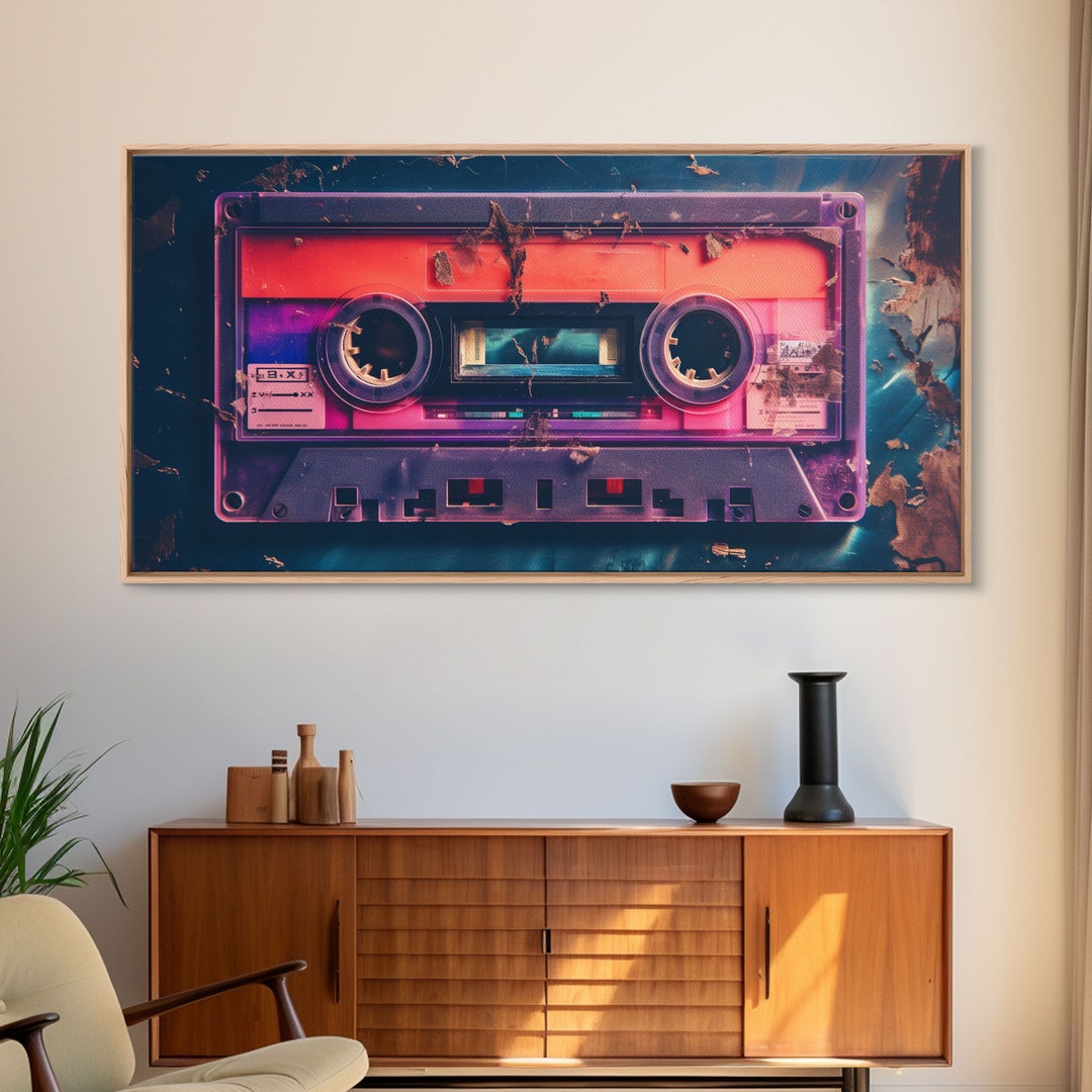 Vaporwave Cassette Tape Wall Art Framed Canvas Print 1980s - Etsy