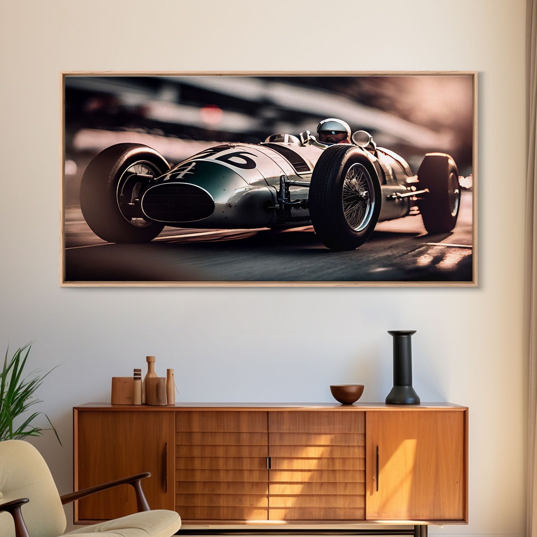 Vintage Race Car Art, Racing Art, Framed Canvas Print, Old Style F1 - Etsy