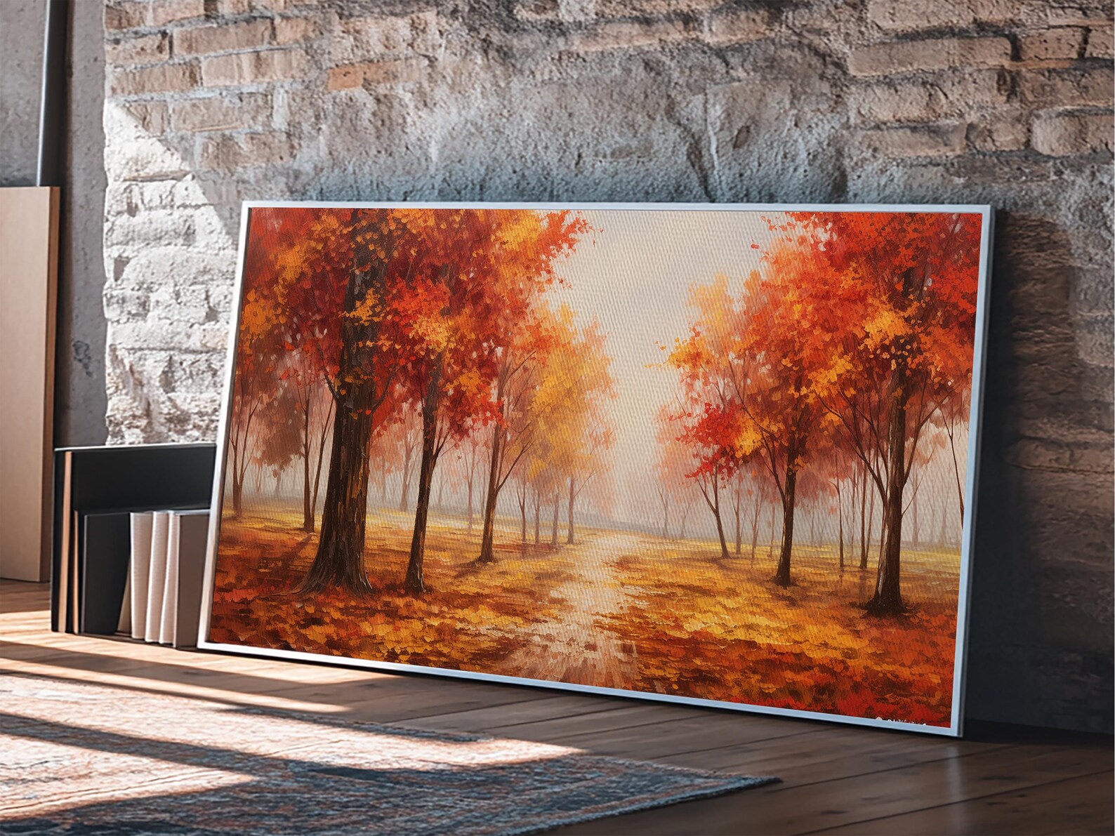Fall Decor, Beautiful Forest in Early Autumn, Landscape Framed Canvas ...