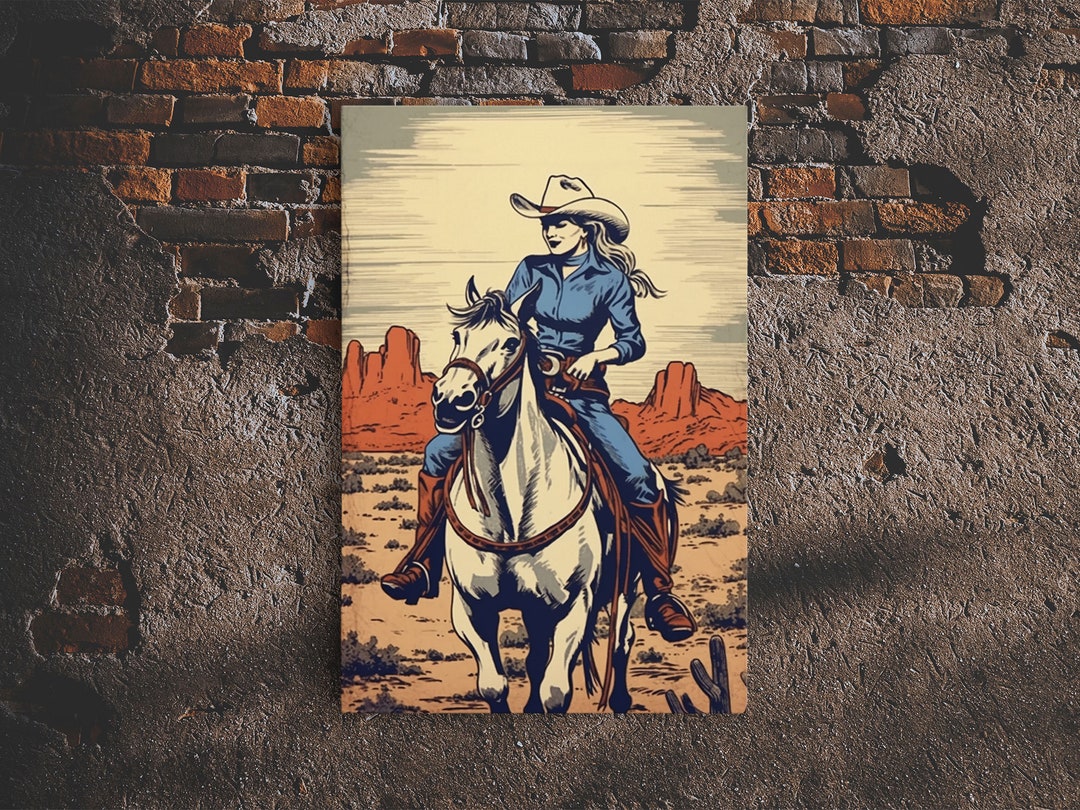 Western Cowgirl Art, 24x36 Canvas Print, Equestrian Wall Art, Cowboy ...