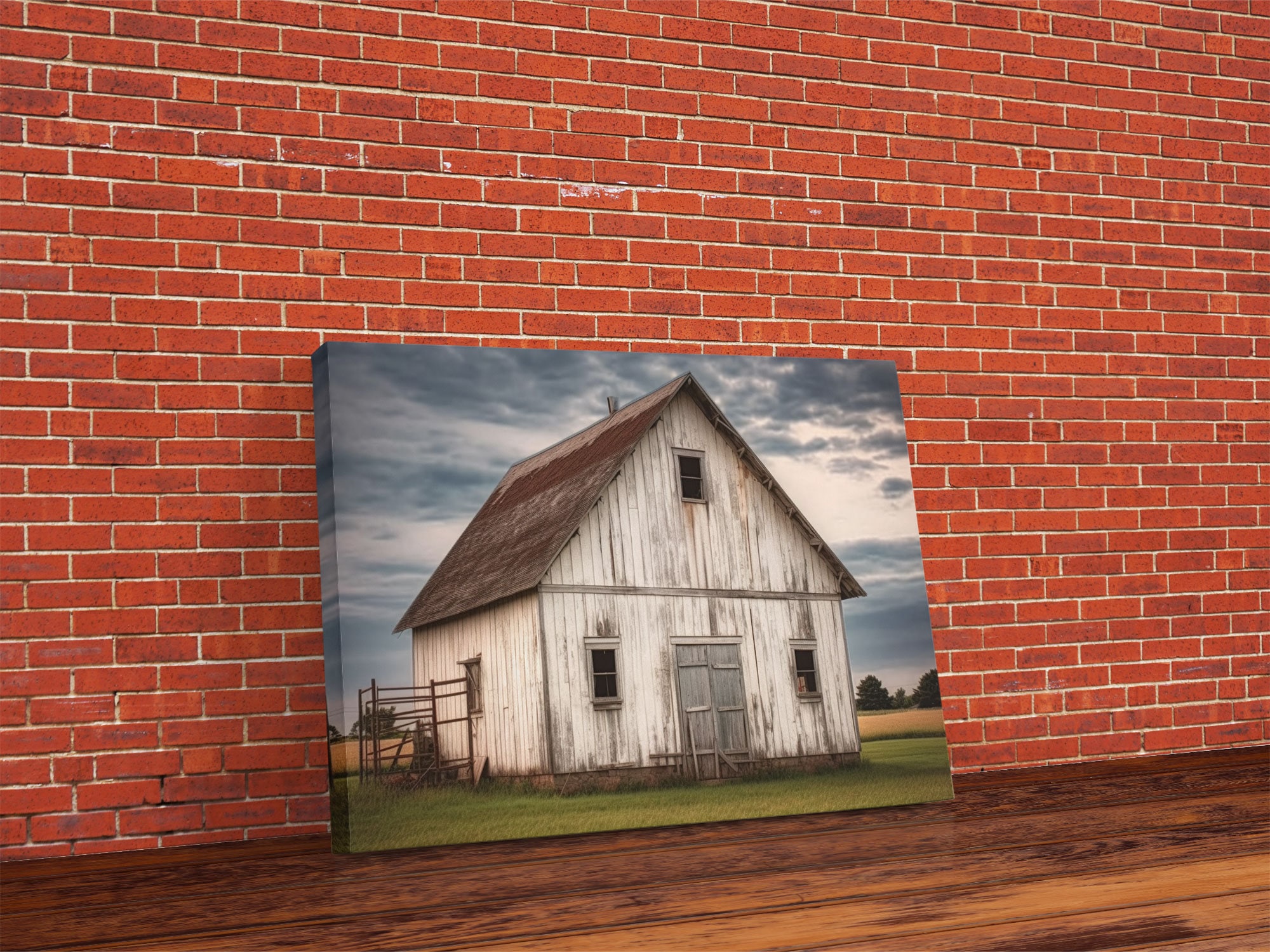 Rustic Farmhouse Wall Decor, White Barn Landscape Print, Farmhouse ...