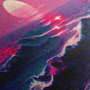 Outrun Style Synthwave Sunset Ocean Waves, 3 Piece Wall Art, Ready to ...